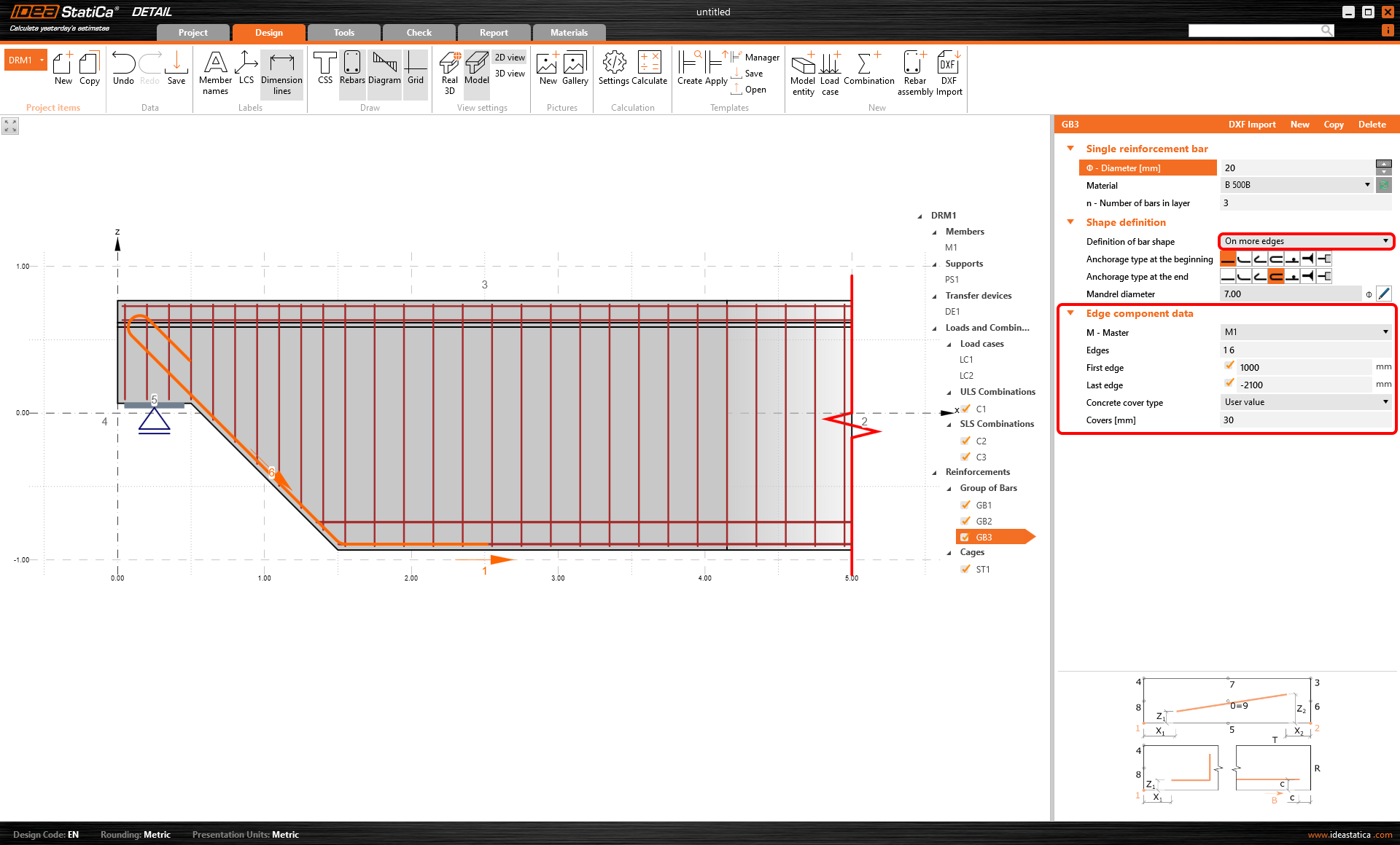 Reinforcement definition in the Detail application | IDEA StatiCa